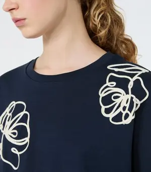 Max Mara Cotton Embroidered Flower T-shirt