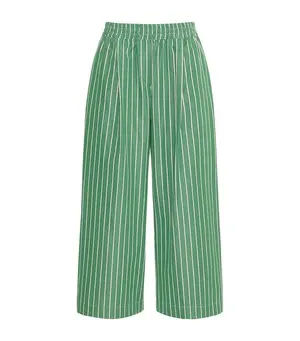 Max Mara Cotton Striped Wide-leg Trousers - Green