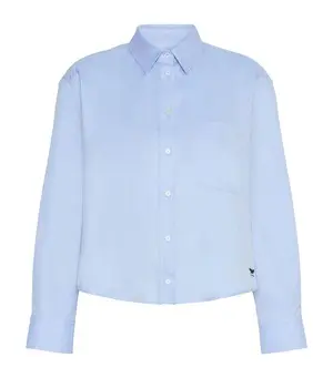 Max Mara Cotton Cropped Shirt - Turquoise