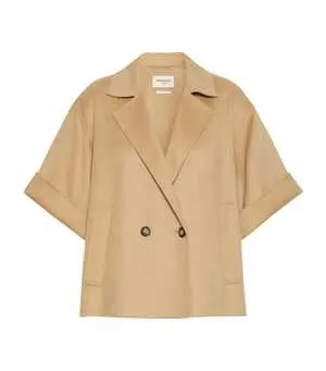 Max Mara Wool Short-sleeved Coat - Beige