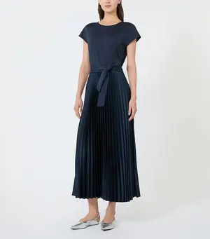 Max Mara Short-sleeve Pleated Midi Dress