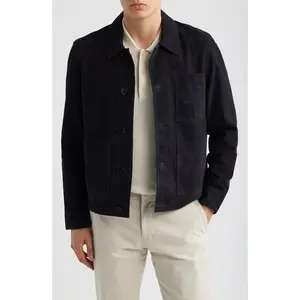 REISS Wilstead Suede Shirt Jacket - Navy