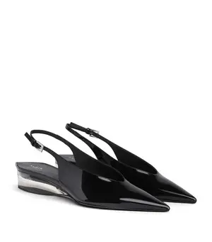 Alaïa Patent Leather Invisible Wedge Slingback Pumps 30 - Black