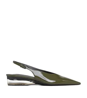 Alaïa Patent Leather Invisible Wedge Slingback Pumps 30 - Green