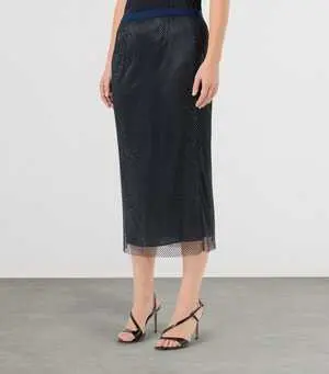 Marina Rinaldi Crystal-embellished Net Skirt