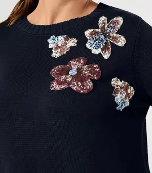 Marina Rinaldi Cotton Sequin Embellished Sweater