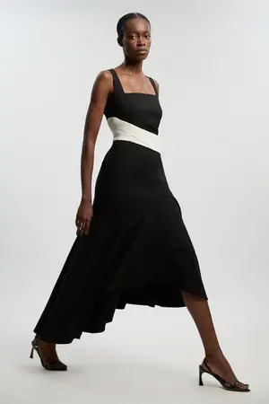 Karen Millen Strappy Asymmetrical Maxi Dress - Mono