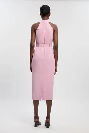 Karen Millen Collard Halter Neck Belted Midi Dress