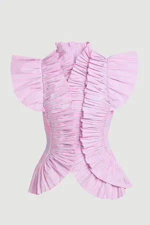 Karen Millen High Neck Ruffle Sleeve Top