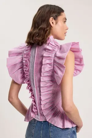 Karen Millen High Neck Ruffle Sleeve Top