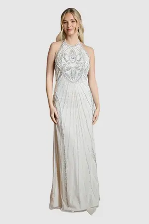 Coast Embellished Halterneck Maxi Dress - Ivory