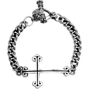 KING BABY STUDIO Chain Bracelet With Cross - Silver