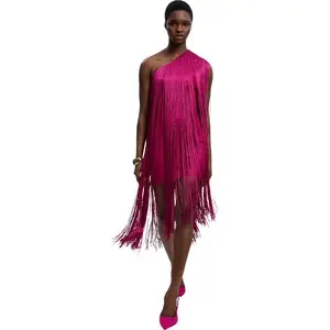 Karen Millen Bandage Fringe Mini Dress - Magenta
