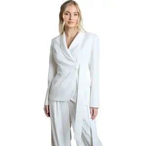 Coast Satin Collared Neck Bridal Blazer - Ivory
