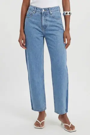 Karen Millen Barrel Leg Jeans - Mid Blue
