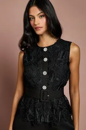 Coast Petite Lace Bodice Wide Leg Jumpsuit