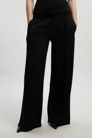 Karen Millen Ponte Wide Leg Trousers - Black