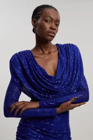 Karen Millen Cowl Neck Long Sleeve Mini Dress