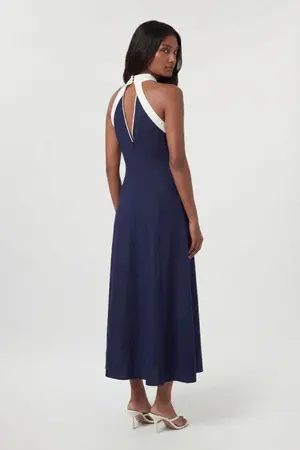 Karen Millen Linen Halterneck Maxi Dress
