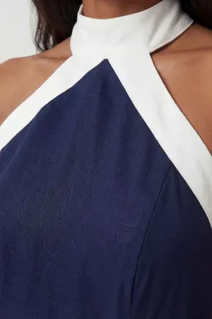Karen Millen Linen Halterneck Maxi Dress