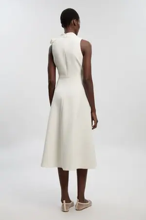 Karen Millen Bow Neck Midi Dress - Ivory