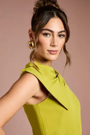 Coast Bow Crepe Belted Midi Dress