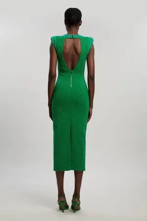 Karen Millen Studded Jersey Midi Dress - Green