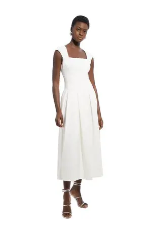 Karen Millen Square Neck Midi Dress - Ivory