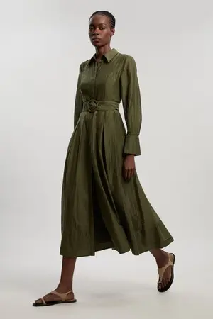 Karen Millen Organdie Woven Midi Shirt Dress