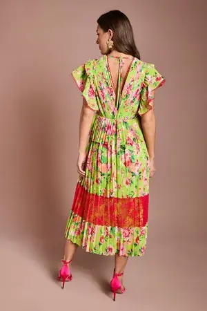Coast Embroidered Floral Wrap Midi Dress
