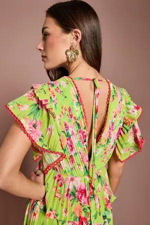 Coast Embroidered Floral Wrap Midi Dress