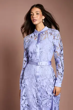 Coast Lace Shirt Dress - Cornflower