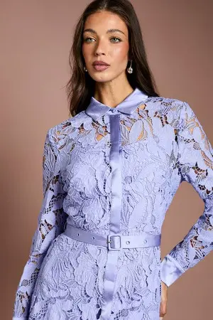 Coast Lace Shirt Dress - Cornflower