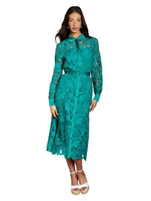 Coast Lace Shirt Long Sleeve Dress - Teal
