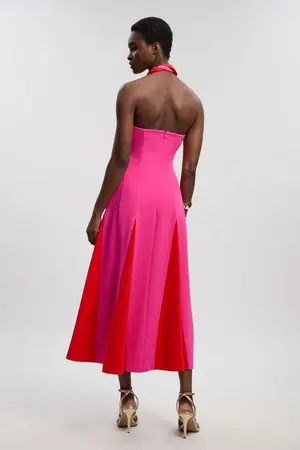 Karen Millen Color Block Halterneck Maxi Dress