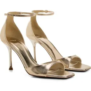 Mango Ankle Strap Stiletto Sandal - Gold