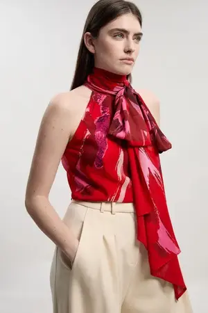 Karen Millen Tie Neck Sleeveless Top