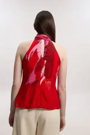 Karen Millen Tie Neck Sleeveless Top