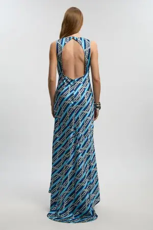 Karen Millen Chain Print Cowl Neck Maxi Dress