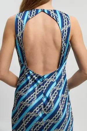 Karen Millen Chain Print Cowl Neck Maxi Dress