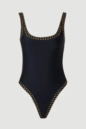Karen Millen Studded Trim One Piece Swimsuit