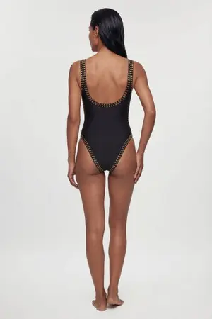 Karen Millen Studded Trim One Piece Swimsuit