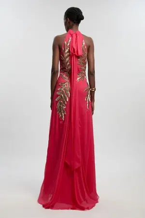 Karen Millen Halter Neck Embellished Maxi Dress