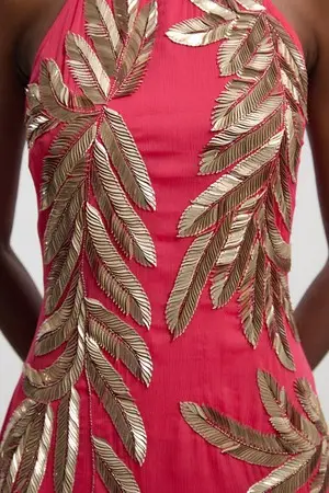 Karen Millen Halter Neck Embellished Maxi Dress