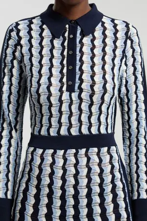 Karen Millen Pointelle Collared Midi Dress