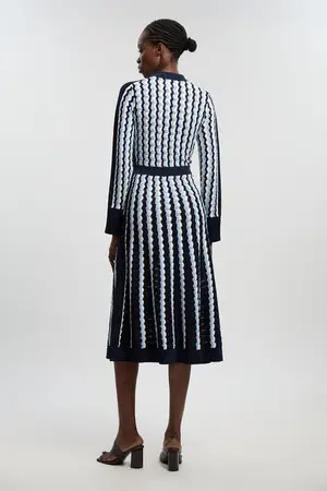 Karen Millen Pointelle Collared Midi Dress