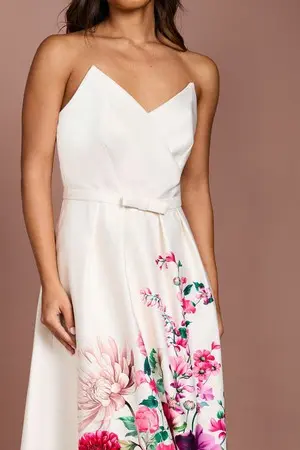 Coast Wired Bandeau Border Print Maxi Dress