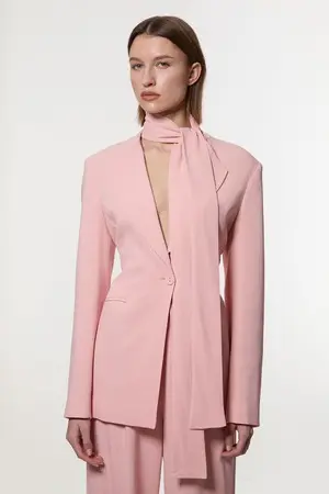 Karen Millen Tie Neck Blazer - Pink