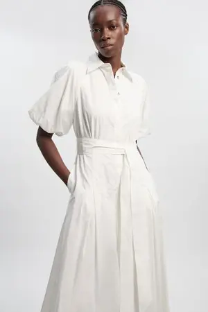 Karen Millen Cotton Puff Sleeve Shirt Dress