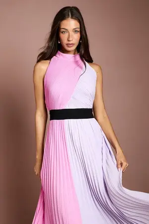 Coast Color Block High Neck Maxi Dress